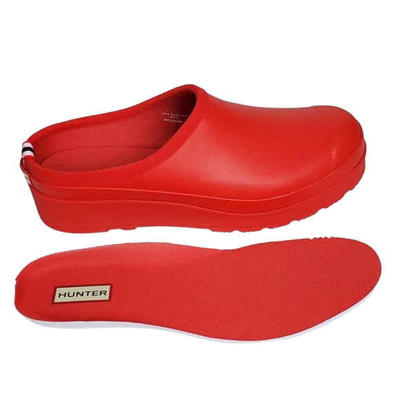 Hunter | Shoes | New Hunter Womens Original Play Slide On Clog Logo Red ...